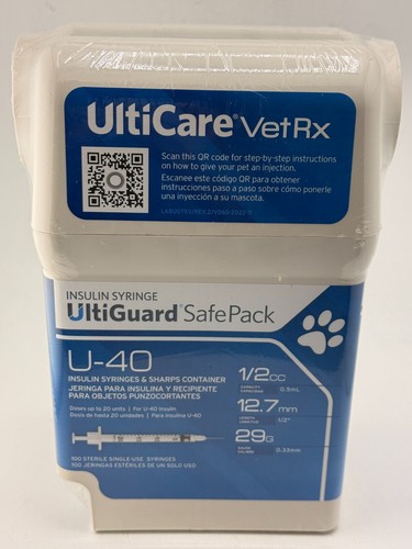 UltiCare VetRx U-40 UltiGuard Safe Pack Pet Insulin Syringe & Sharps ...