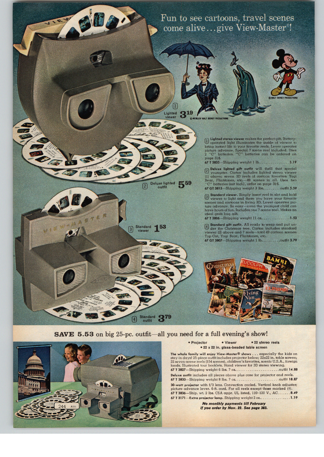1968 PAPER AD 2 PG Viewmaster View-Master Monkees Mary Poppins Flipper ...