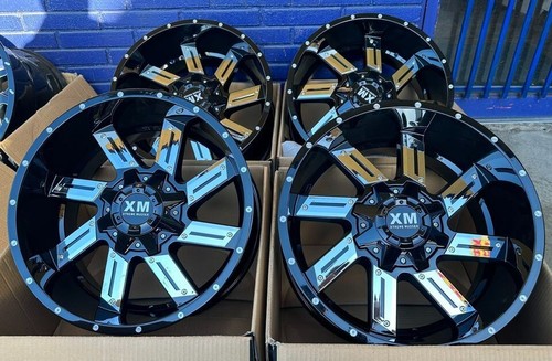 20X12 Xtreme Mudder 319 Black Chrome Wheels Escalade Jeep Tahoe Tundra ...