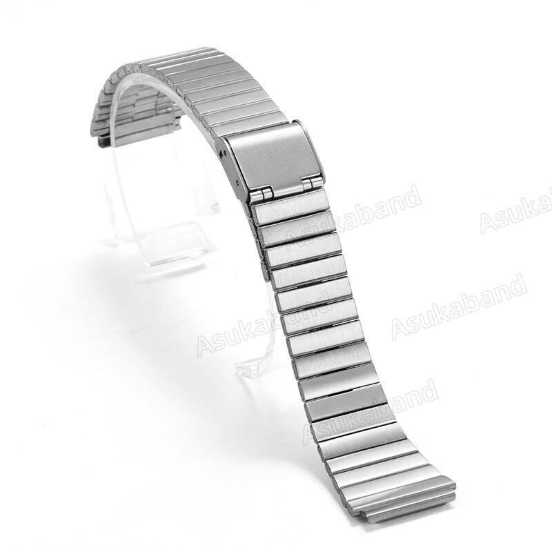 Vintage Classic Watch Band for Casio A158 A168 Silver Block Gold Steel ...