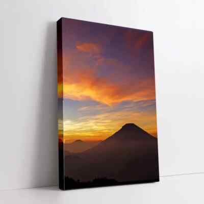 Framed Canvas Modern Scenic Mountain Sunset Wall Art - Perfect for ...
