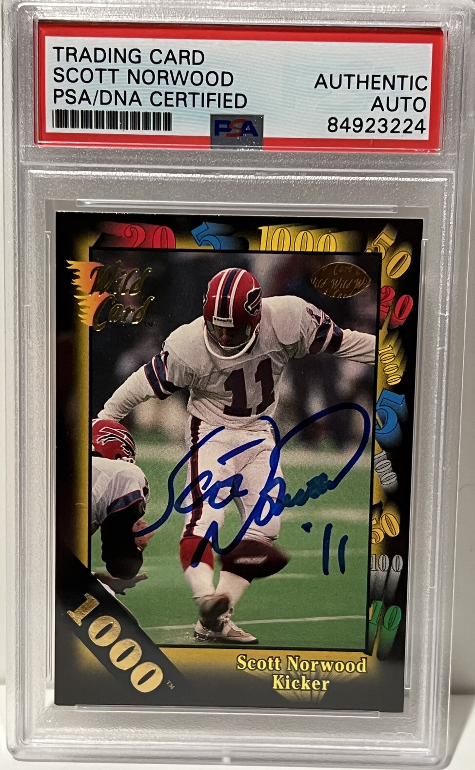 SCOTT NORWOOD 1991 Wild Card 1000 Stripe Signed Auto Autograph Buffalo ...