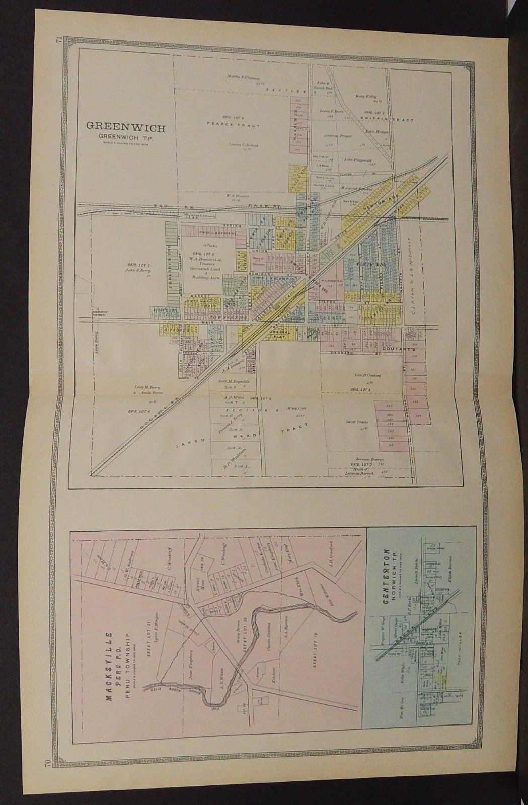 Ohio Huron County Map Greenwich 1891 Dbl Pg !Y14#57 | eBay