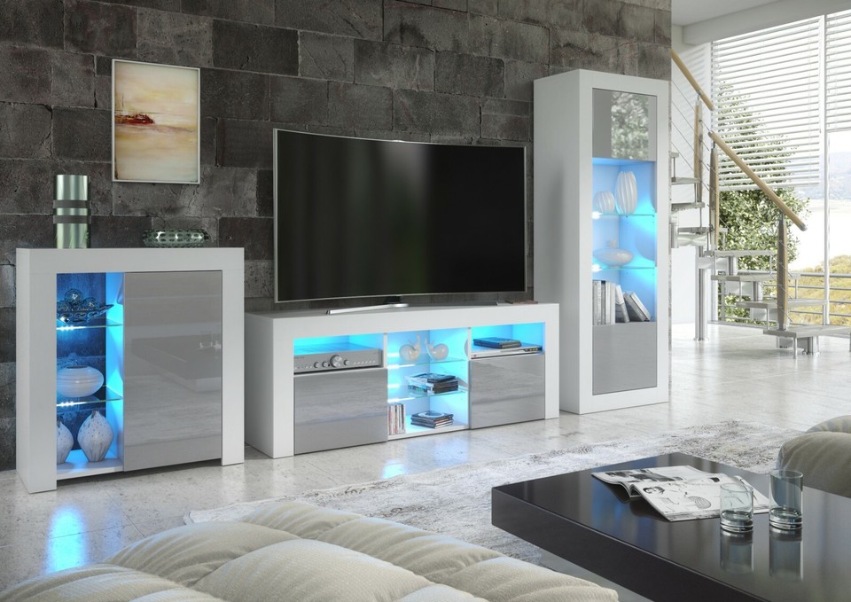 Living Room Set | Matt Body & Gloss Doors | TV Unit & Display Cabinet ...