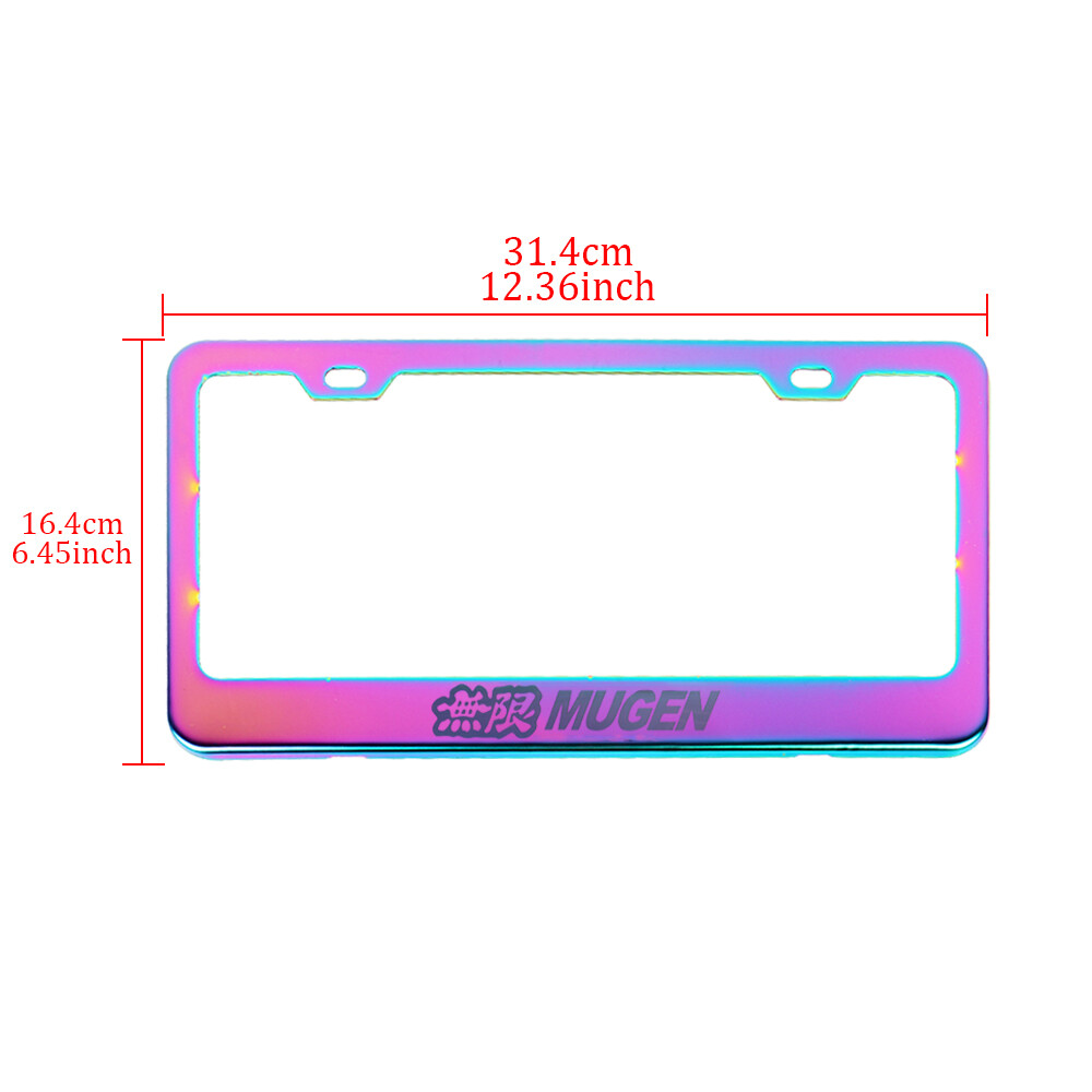 UNIVERSAL MUGEN Neo Chrome Stainless Steel License Plate Frame W Screw ...