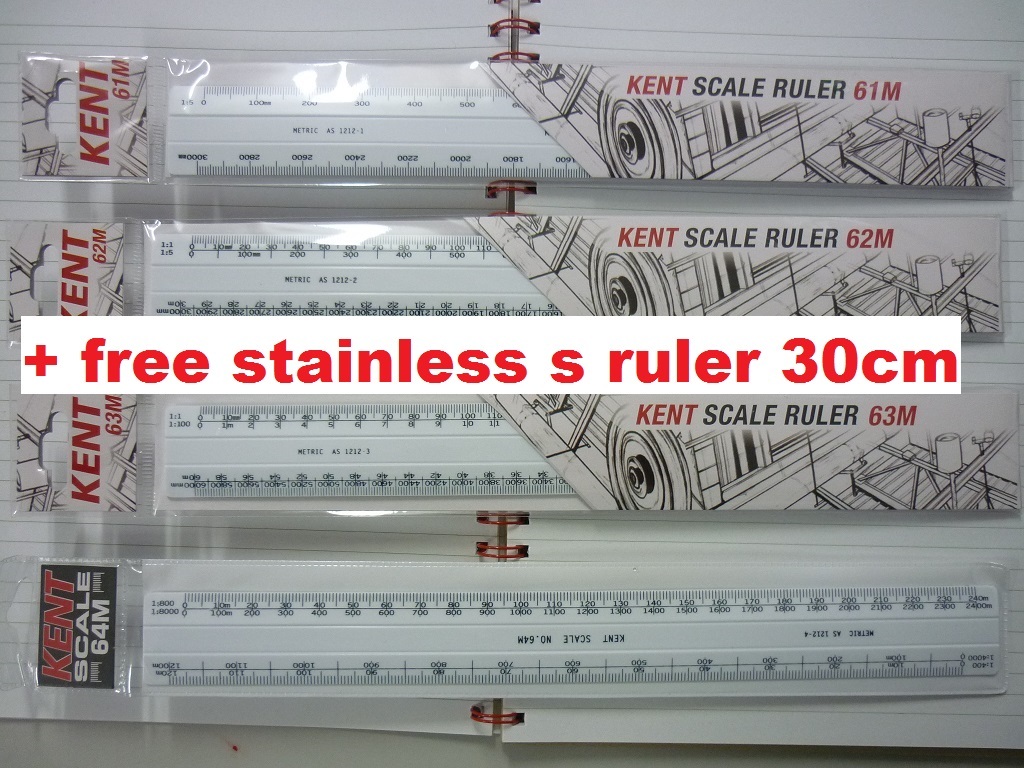 Kent 0010613 scale ruler 61M scales:1:1:2:5:10 precision 4 faces +Free ...