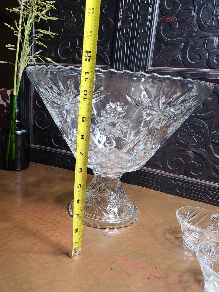 VINTAGE ANCHOR HOCKING EARLY AMERICAN PRESCUT STAR OF DAVID PUNCH BOWL ...