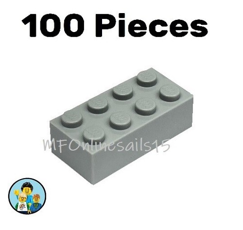 100x LEGO 2x4 Light Bluish Gray Bricks Piece # 3001 - BULK large bricks ...