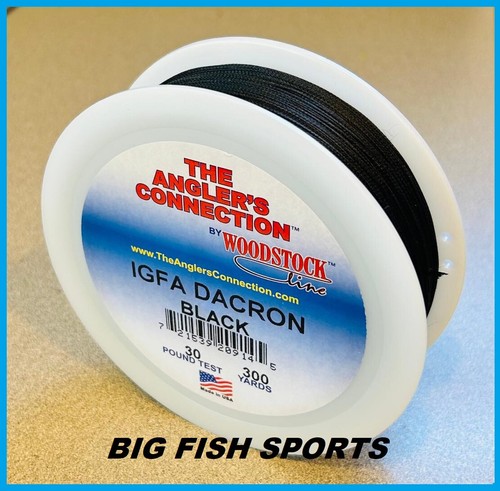 WOODSTOCK BRAIDED DACRON Fishing Line Black Color 30lb-300yd NEW! FREE ...