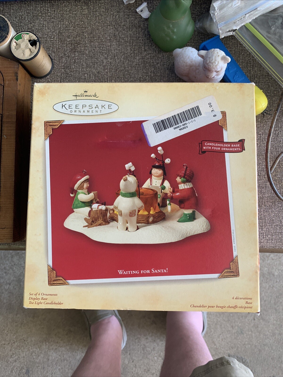 hallmark keepsake ornament waiting for Santa 2003 set of 4 with base ...
