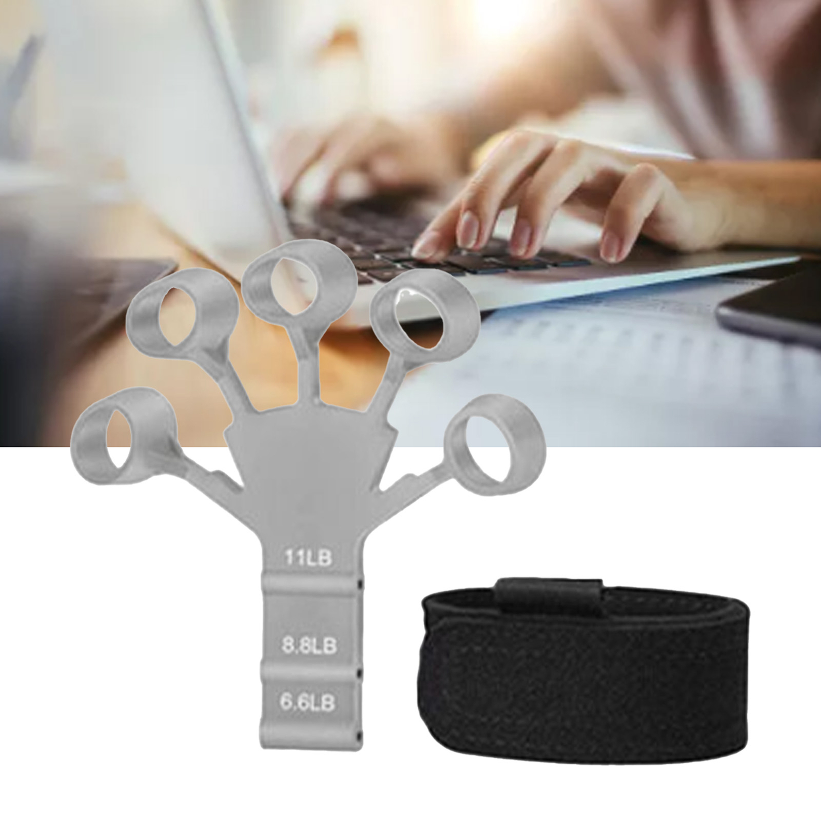 (Gray)Finger Strengthener Hand Grip Adjustable Finger Exerciser For ...