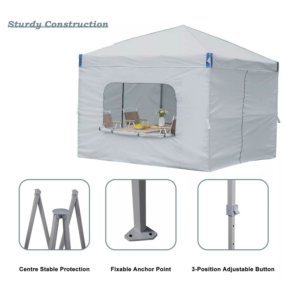 Aoodor 10'x10' Pop Up Canopy Tent Portable Shade Canopy with Sidewall ...