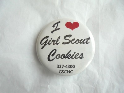 Vintage GSCNC I Heart Girl Scout Cookies Pinback Button | eBay