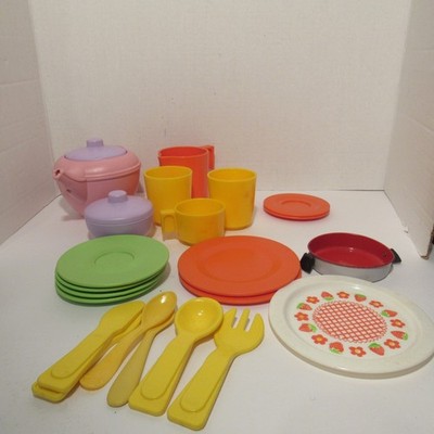 Children Pretend Play Multicolor Plastic Toy Dishes, Mixed lot of 24 | eBay