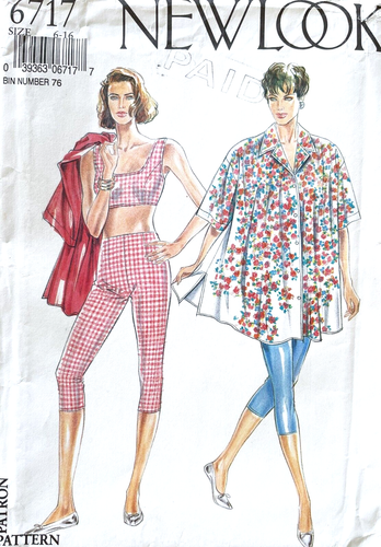 1980's New Look Misses' Top,Shirt,Leggings Pattern 6717 Size 6-16 UNCUT ...