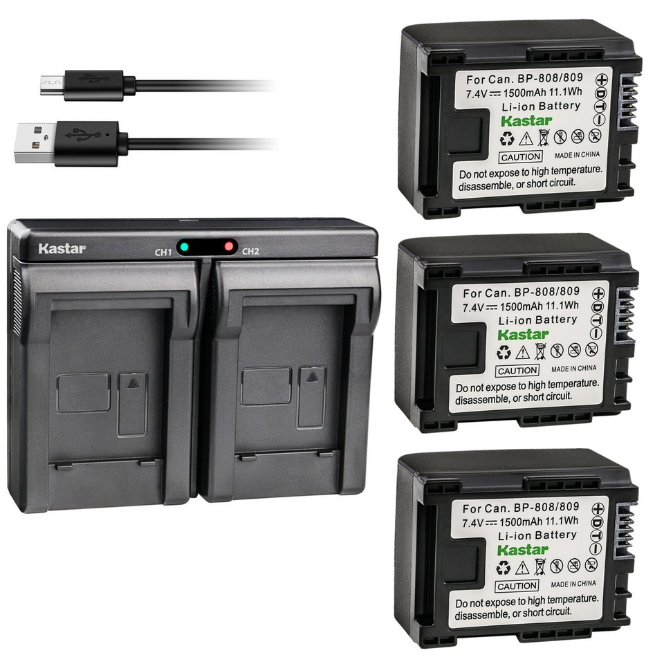Kastar Battery Dual USB Charger for Canon BP-809 Canon VIXIA HF M40 ...