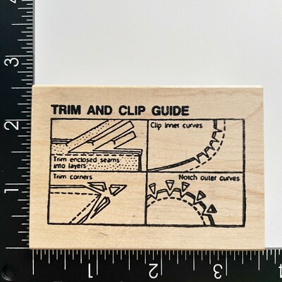 Stampotique Trim And Clip Guide 9207 Wood Mounted Rubber Stamp | eBay