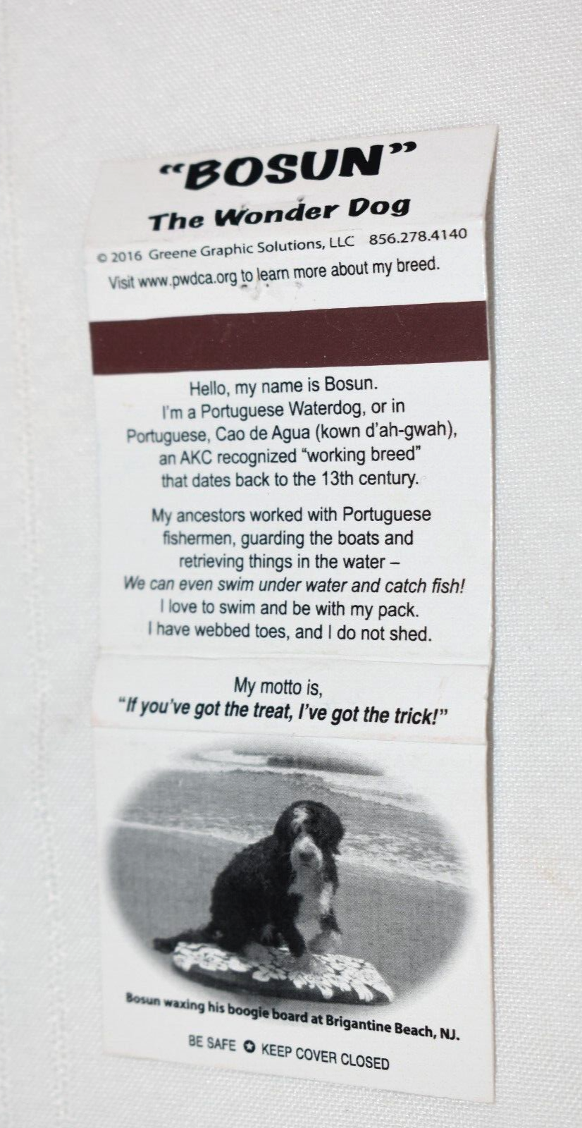 Bosun The Wonder Dog 30 Strike Matchbook Cover | eBay