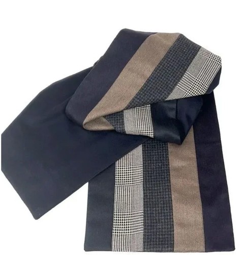 NWT Jos. A Bank Men's Cashmere/Camelhair/Silk Scarf Lined, Striped Navy ...