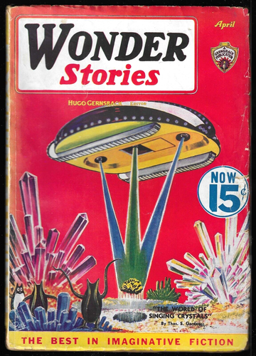 WONDER STORIES, 1936 April - vintage Hugo Gernsback science fiction ...