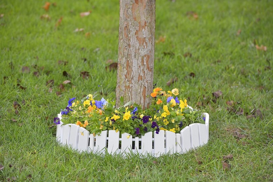 NoDig Landscape Edging w/ Spikes Adirondack Wood-Look Fence Garden ...