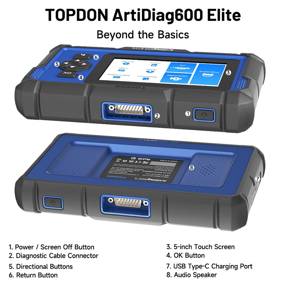 2025 TOPDON AD600 Elite All System 13 Services Diagnostic Tool AFS ...