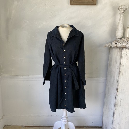 Chintzed Linen Long Indigo Smock Overcoat 1900s French Workwear Men's ...