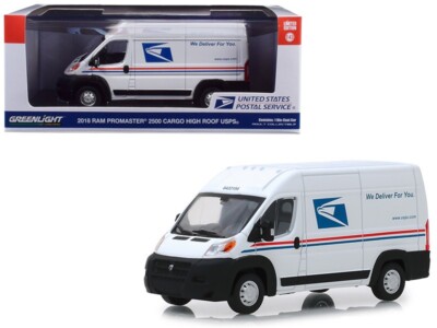 Greenlight 2018 RAM ProMaster 2500 Cargo Van "USPS" White 1/43 Diecast ...