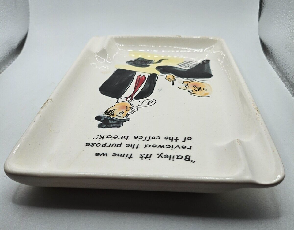 VINTAGE CERAMIC ASHTRAY "Comic Style" Made in JAPAN Workplace Humor ...