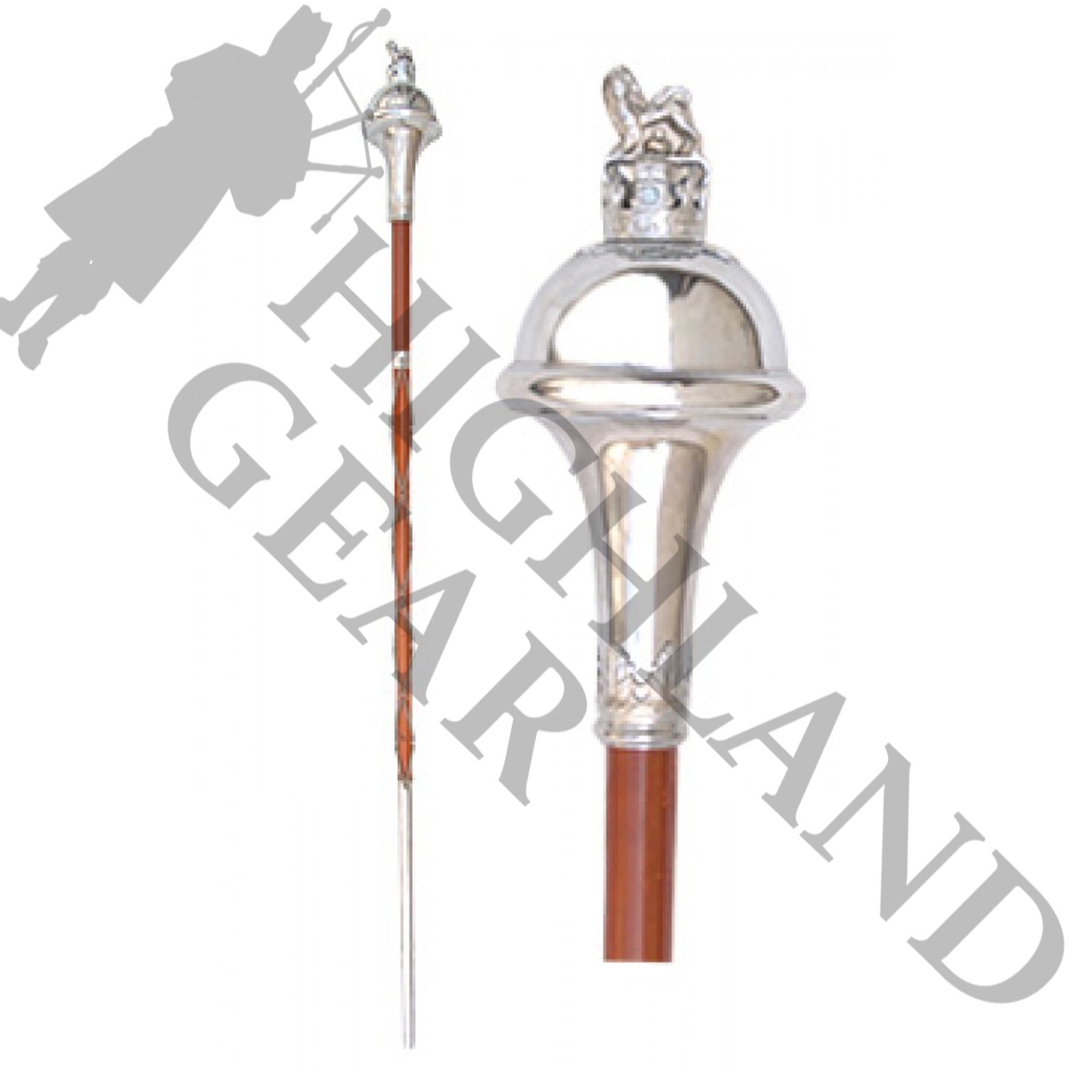 Drum Major Mace Stave & Stick - Chrome with Lion Crown Head- 3 Parts | eBay