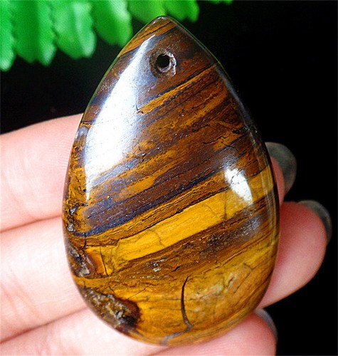 48x31x6mm Natural Black&Brown Tiger Iron Gem Teardrop Reiki Pendant ...
