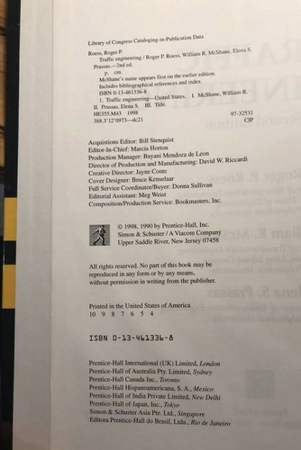 Traffic Engineering by Elena . S. Prassas, Roger . P. Roess and William ...