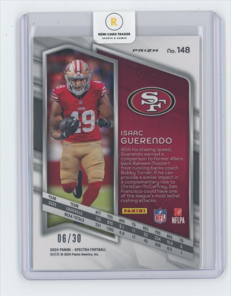 2024 Panini Spectra Rookie /30 Isaac Guerendo Rookie 06/30 #148 San ...