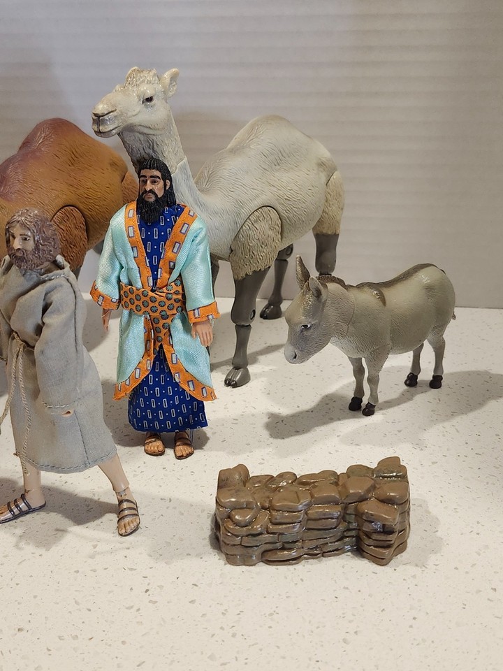 Bible Quest Action Figure Nativity Set Three Wise Men Joseph Camels Lot ...