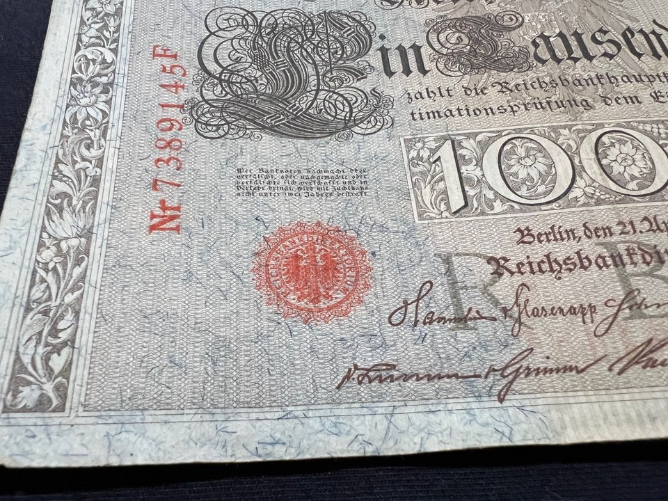 1910 Germany 1000 Mark Pre WWI WWII Banknote World Paper Money Kaiser ...