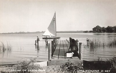 Lake View IA BlackHawk Lake Sailboat Sailing Iowa RPPC Postcard LP08 | eBay