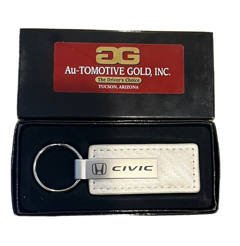 HONDA CIVIC White Leather & Metal Keychain NEW IN BOX | eBay