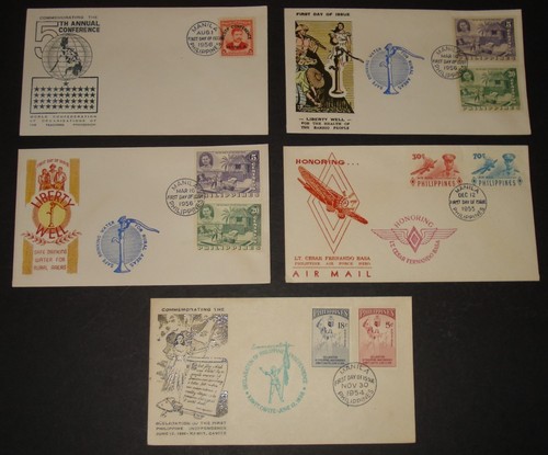 PHILIPPINES 5 DIFFERENT 1950'S LT CESAR BASA PHILIPPINE INDEPENDENCE ...