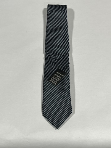 Mens Angelo Rossi Black Tie With Blue Stripes Hand Made NEW | eBay