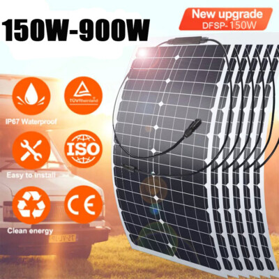 150-900W Solar Panels 12 Volt Monocrystalline Solar Panel for RV Marine ...