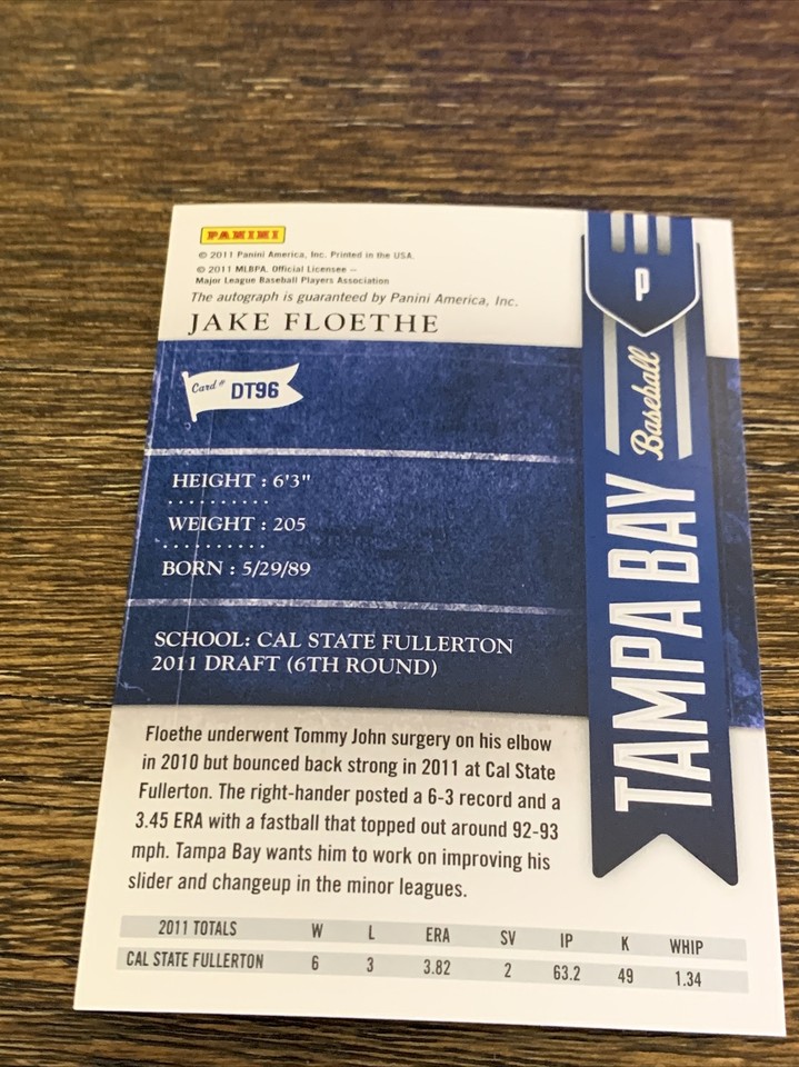 2011 PLAYOFF CONTENDERS DRAFT TICKET JAKE FLOETHE DT96 AUTOGRAPHS NM-MT ...