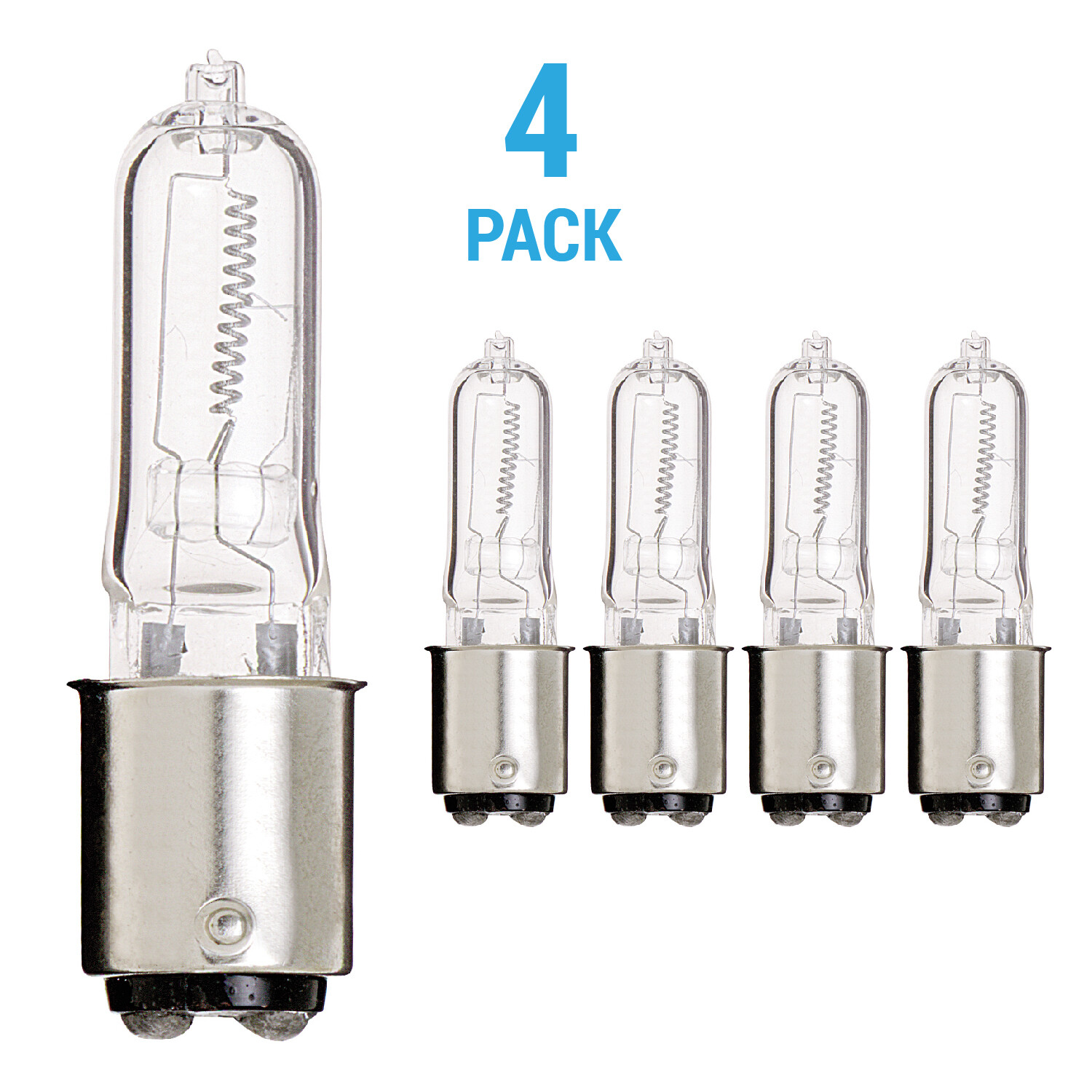 (4 Pack) JD Type CLEAR Bulbs 50Q/CL 50W 120V T4 Double Contact DC ...