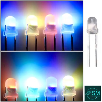 3mm LED Light Emitting Diode RGB Fast flash 100pcs Short Leg Diffused ...