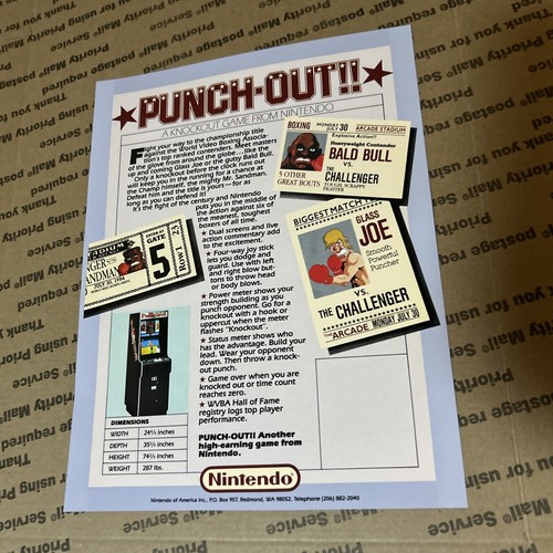 nos Original Factory Punch Out Nintendo arcade Video game flyer | eBay