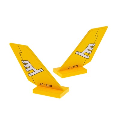 2x Lego Tail Wing 6x2x4 Yellow Sticker Airline Logo LC-3178 Bird ...