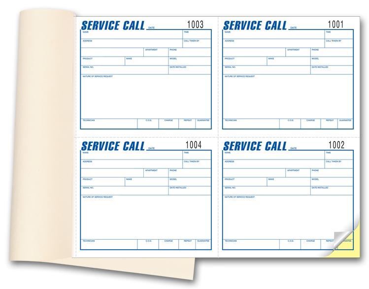 4 Service Call Book 5 x 4 1/4" Each 8 1/2 x 11" - 3 Books | eBay