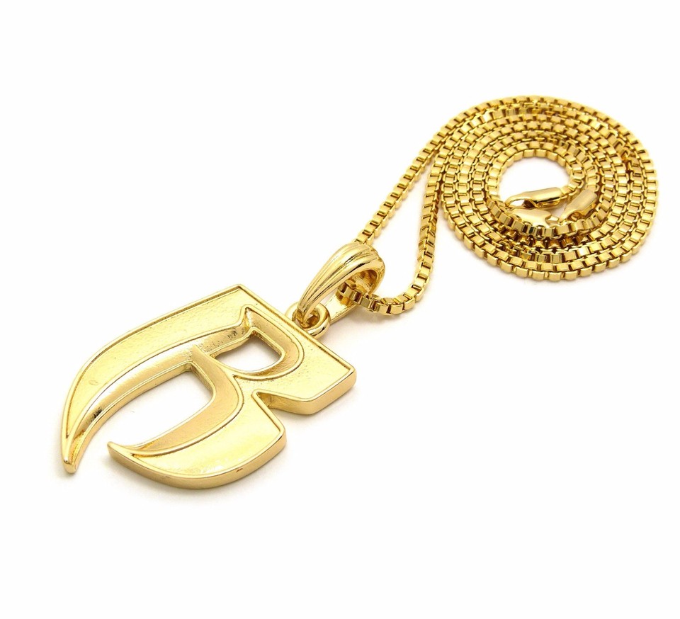 NEW 'R' RUFF RYDERS PENDANT & 24" BOX/CUBAN/ROPE CHAIN HIP HOP NECKLACE ...