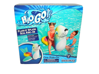 H2O GO! Flash N' Splash Seal Ride-On Pool Float - Inflated 55.5" x 43.3 ...