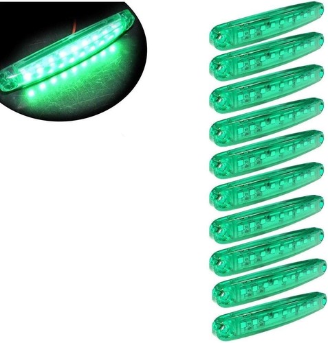 10 Pcs 9 Green Led Side Marker Recovery Lights Lamps Truck Trailer ...