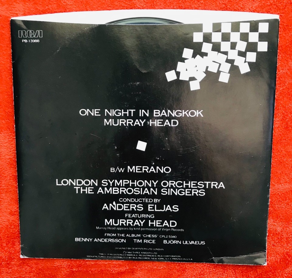 ONE NIGHT in BANGKOK Murray Head Vintage 1984 45 rpm VINYL RECORD | eBay